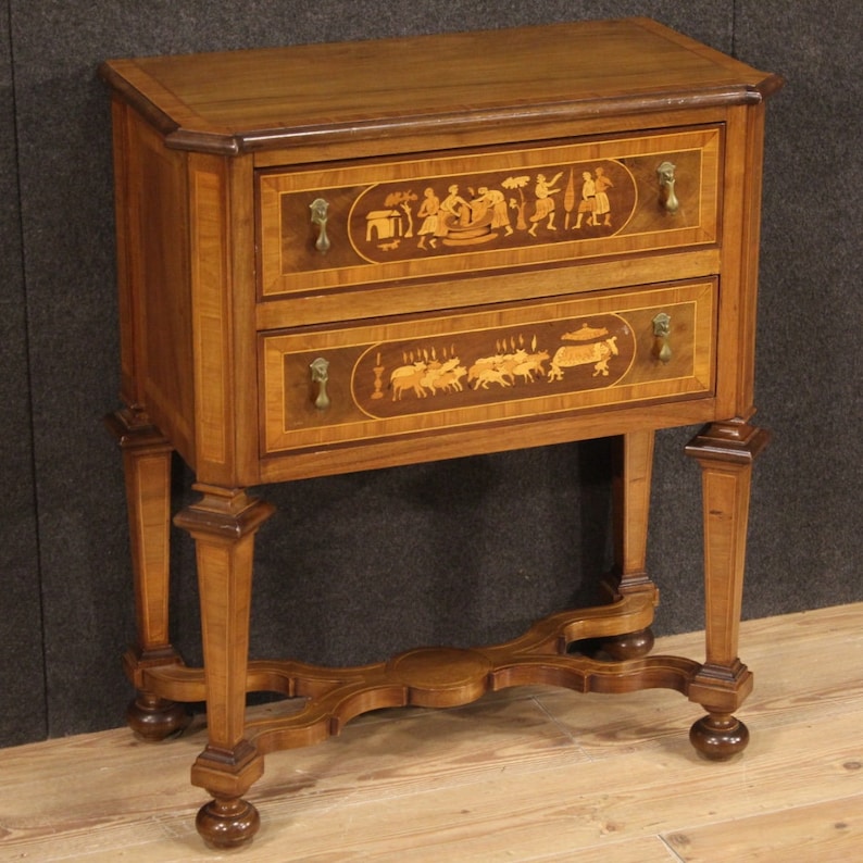 Commode in Inlaid Wood Dresser 2 Drawers Furniture Antique Style Louis ...