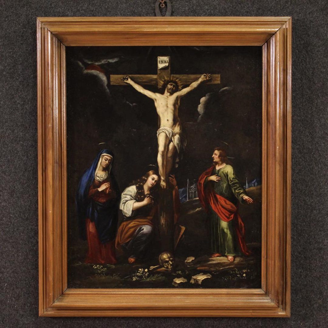 Slate Painting Oil Antique Crucifixion Religious Artwork 17th Century - Etsy