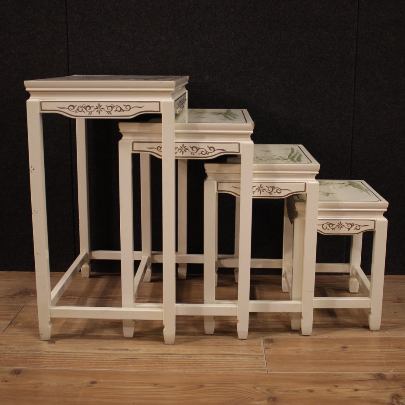 French Interlocking Furniture Coffee Tables Wood Chinoiserie Living ...