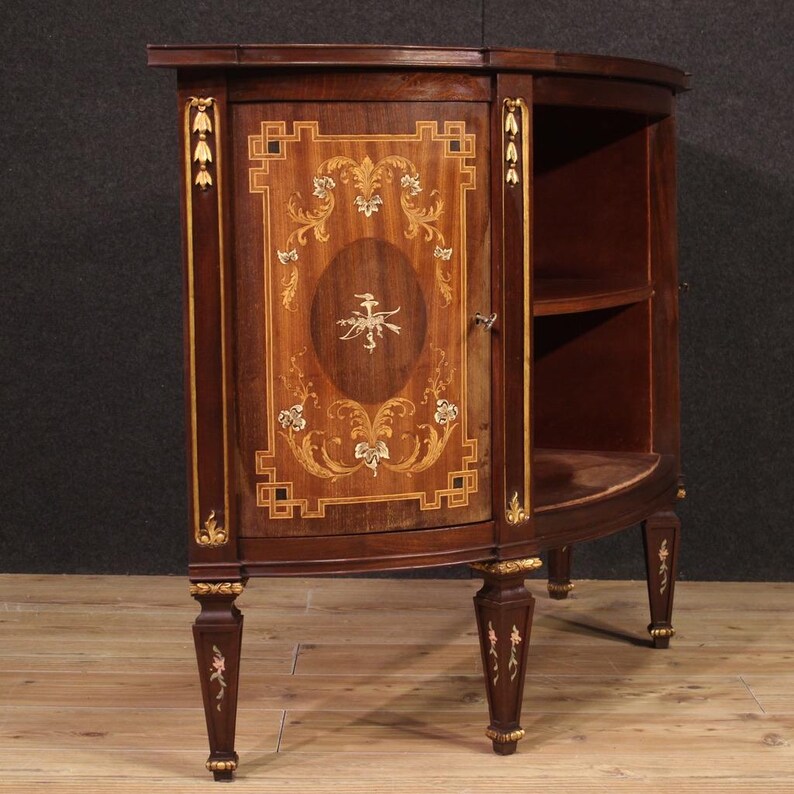 Half Moon Sideboard Antique Style Louis XVI Furniture Inlaid Wood 20th ...