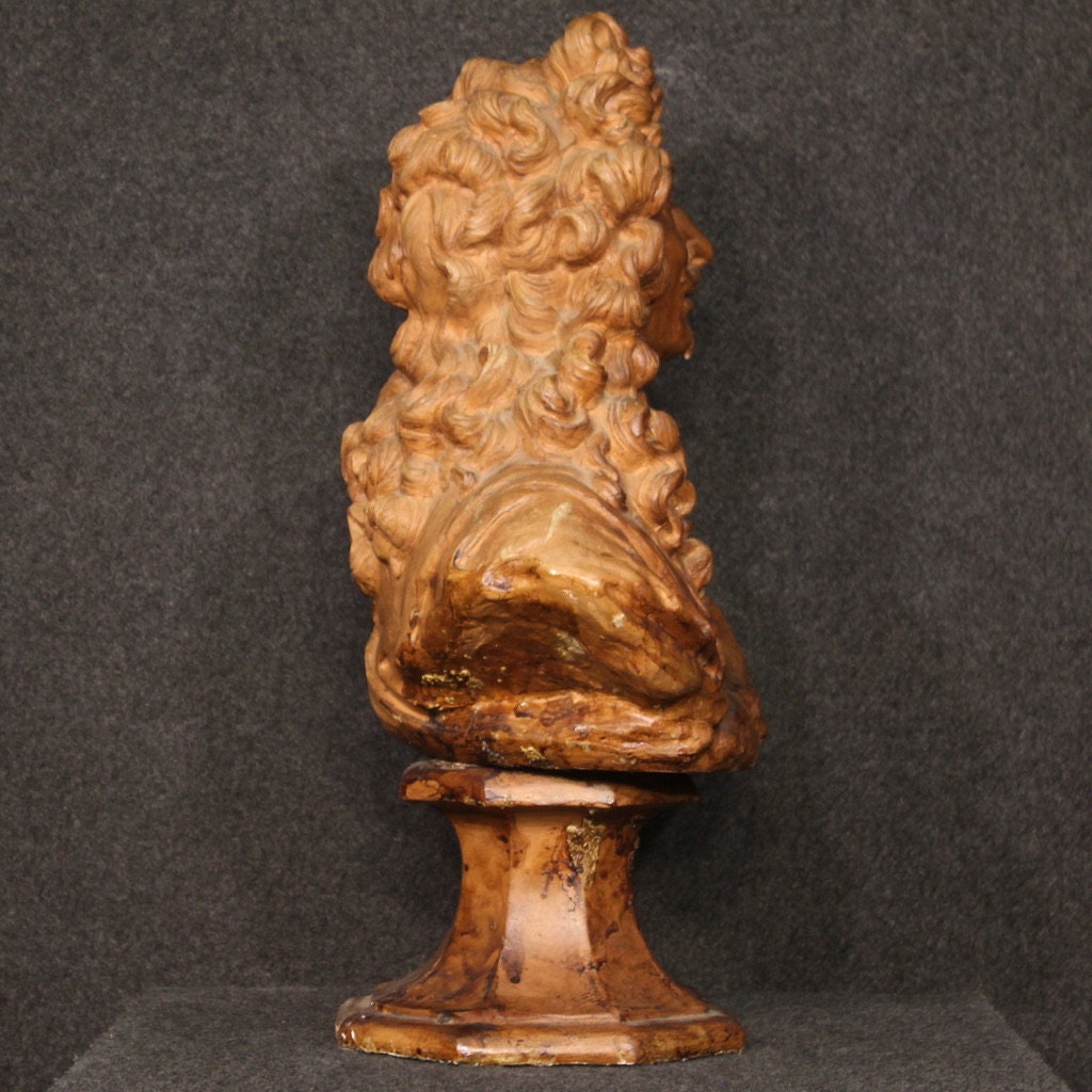 Terracotta Sculpture Half Bust Statue Antique Style French Noble 20th ...