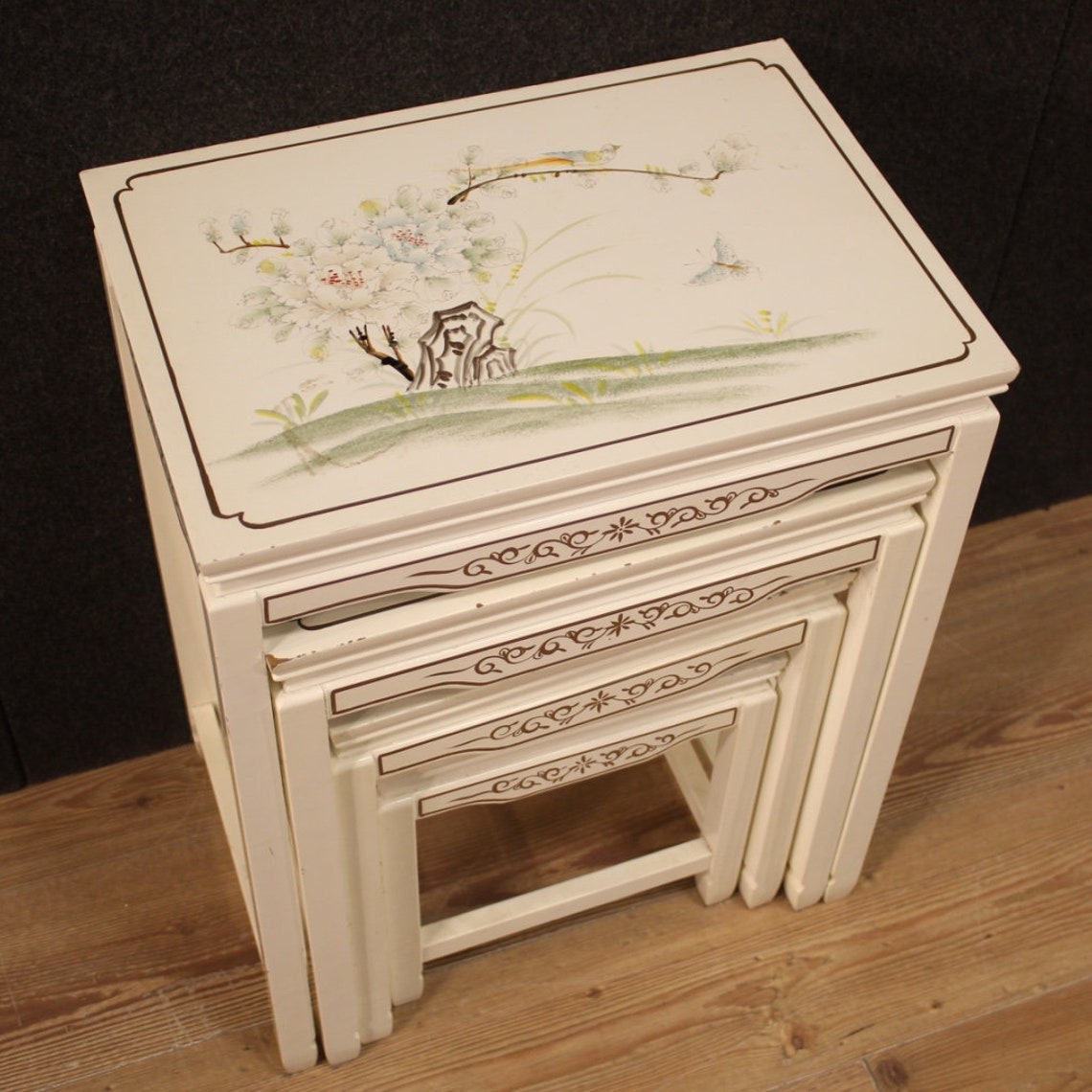 French Interlocking Furniture Coffee Tables Wood Chinoiserie Living ...