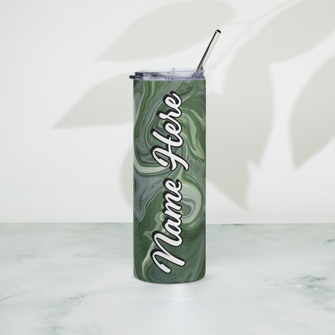Personalized Marble Steel Tumbler, Custom Name Elegant Tumbler ...