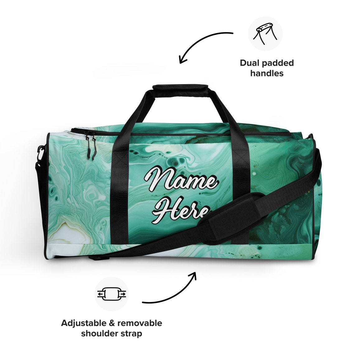Personalized Marble Duffle Bag, Custom Name Elegant Gym Bag, Customized ...