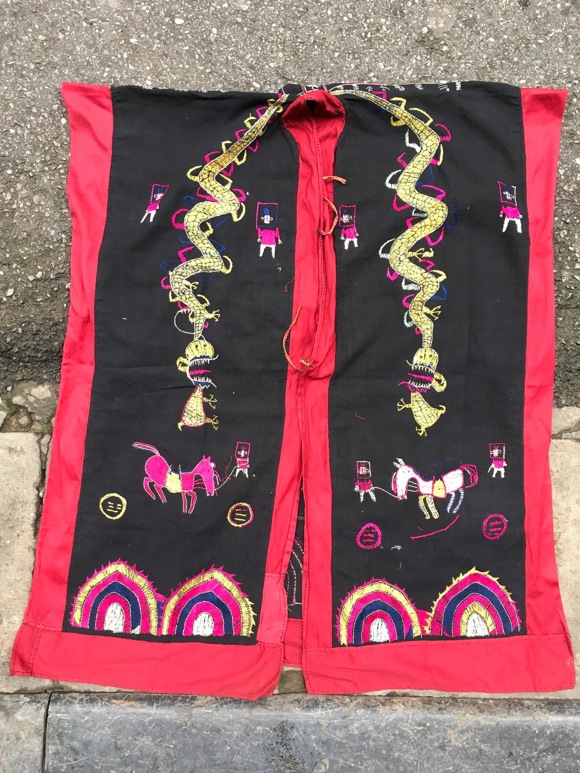 Vintage Tribal Red Dao Priests Dragon Robe Natural Silk | Etsy