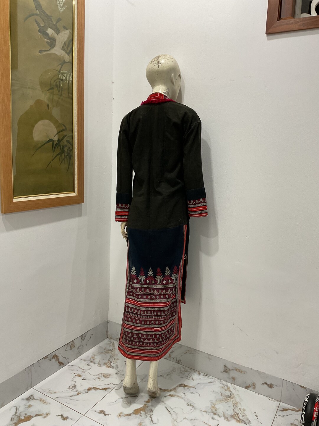 Vintage Tribal Red Dao Woman Tunic Dress in Yen Bai Area,in the North ...