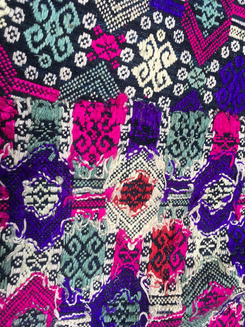 Vintage Tay Textile Tablecloth, Silk Cotton Fabric, Ha Giang Tribal Art ...