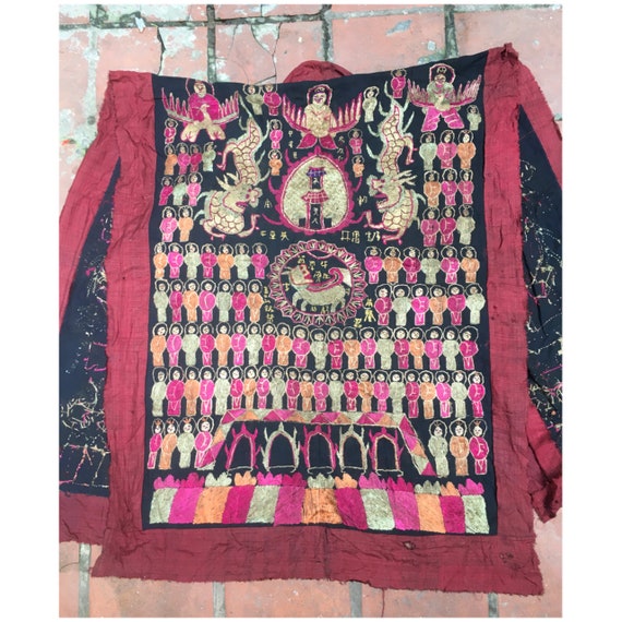 Vintage Tribal Red Dao Priests Dragon Robe Silk Cotton - Etsy