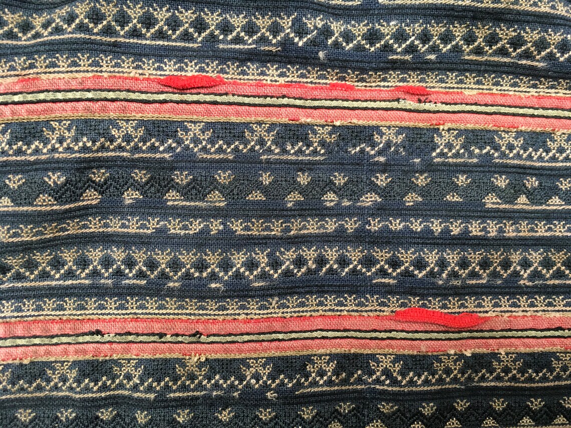 Vintage tribal Red Dao embroidery piece in HaGianng province | Etsy
