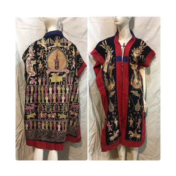 Vintage Tribal Red Dao Priests Dragon Robe Silk Cotton | Etsy