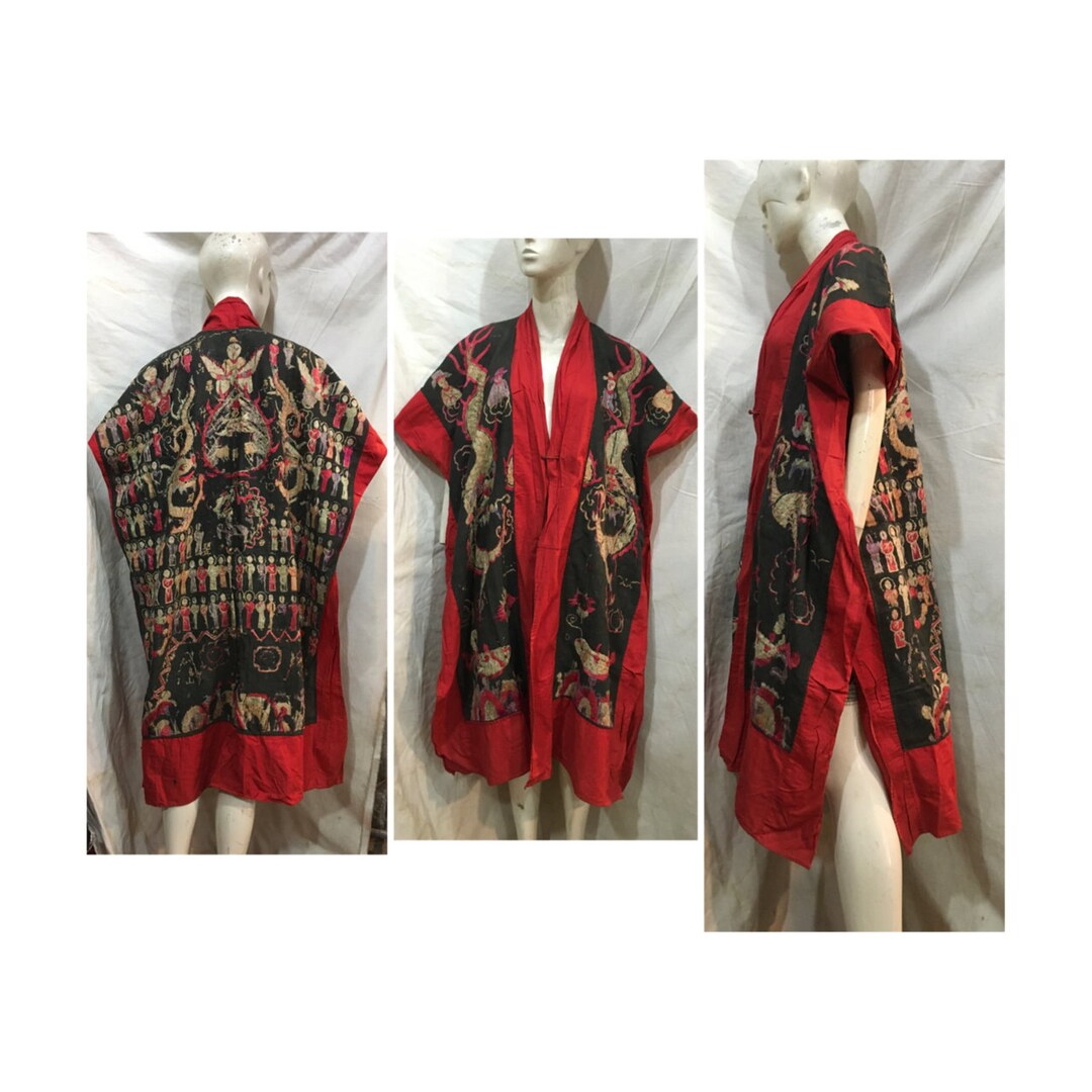 Vintage Tribal Red Dao Shaman Robe in the North of Vietnam - Etsy