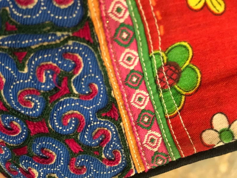 Vintage tribal Flower Hmong hand embroidered Couple pieces | Etsy