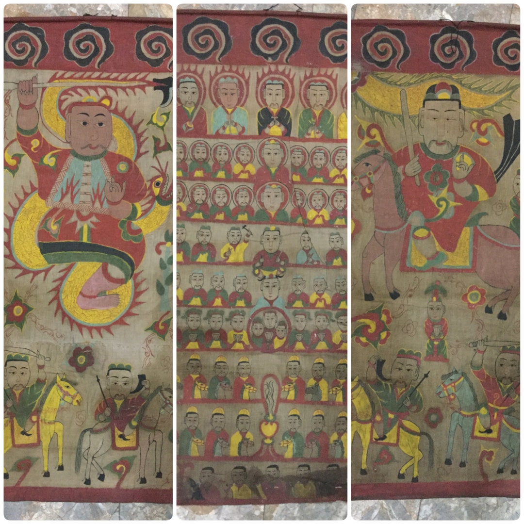 Vintage Tribal Red Dao Ceremonial Paintings Fabric in the North of ...