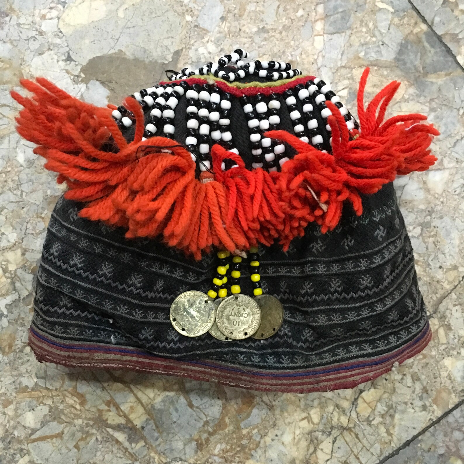 Vintage tribal Red Dao children's hat in Ha Giang | Etsy