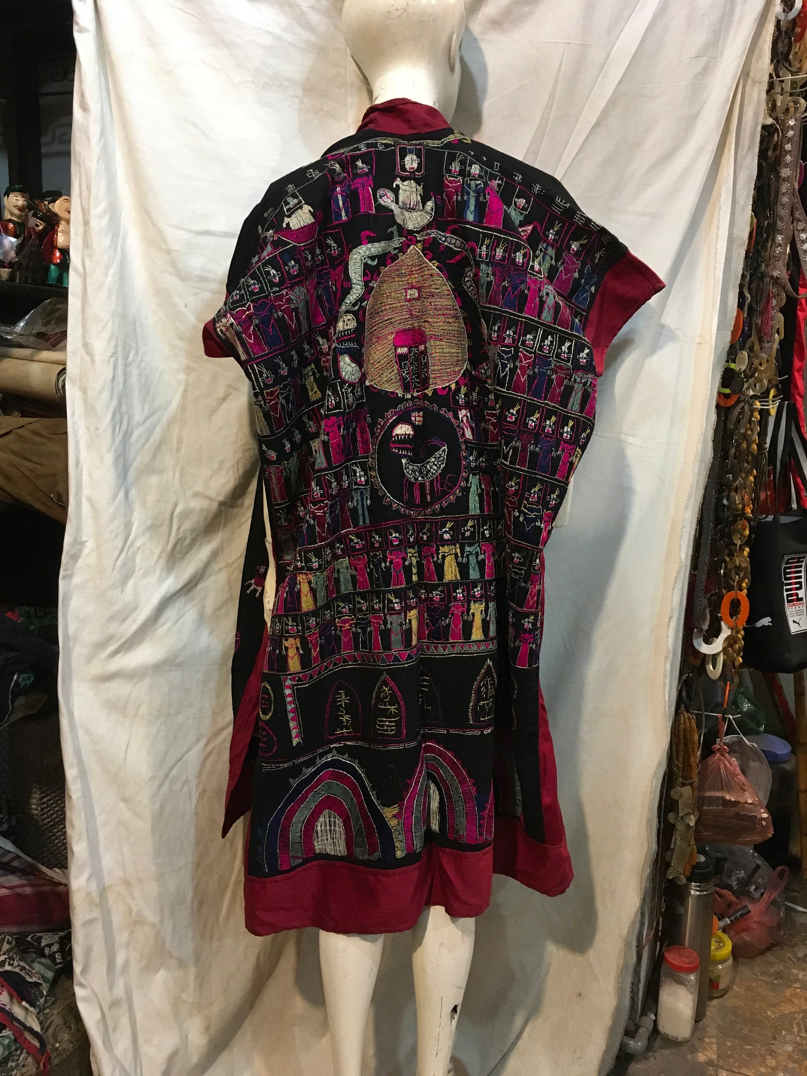 Vintage Tribal Red Dao Priests Dragon Robe Natural Silk | Etsy