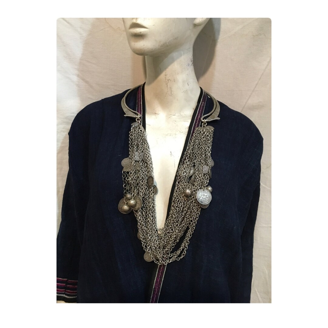 Vintage Tribal Hmong Silver Metal Torque Necklace Chain Choker Torc ...