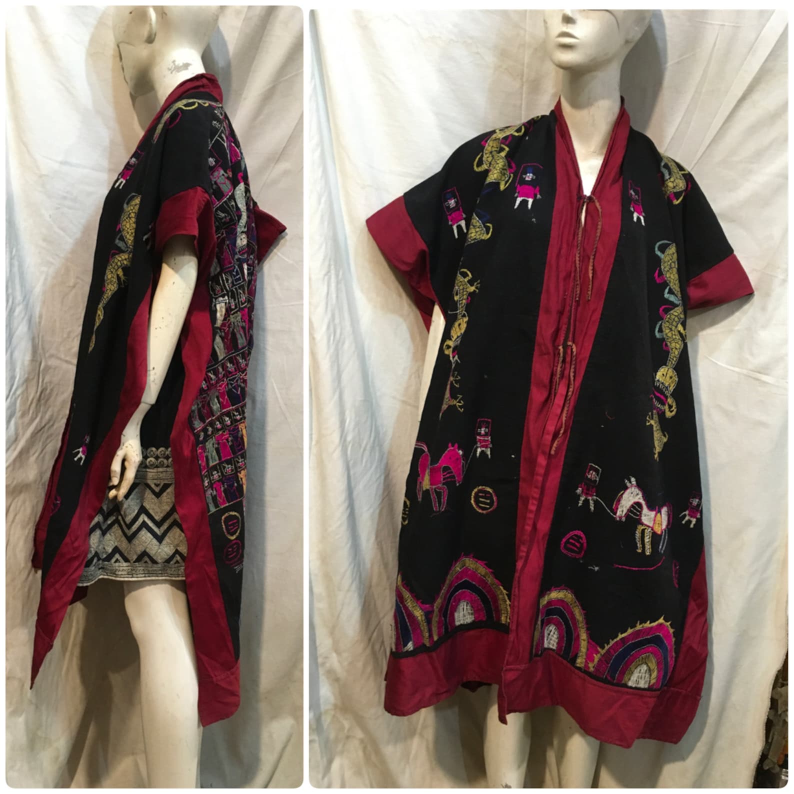 Vintage Tribal Red Dao Priests Dragon Robe Natural Silk | Etsy