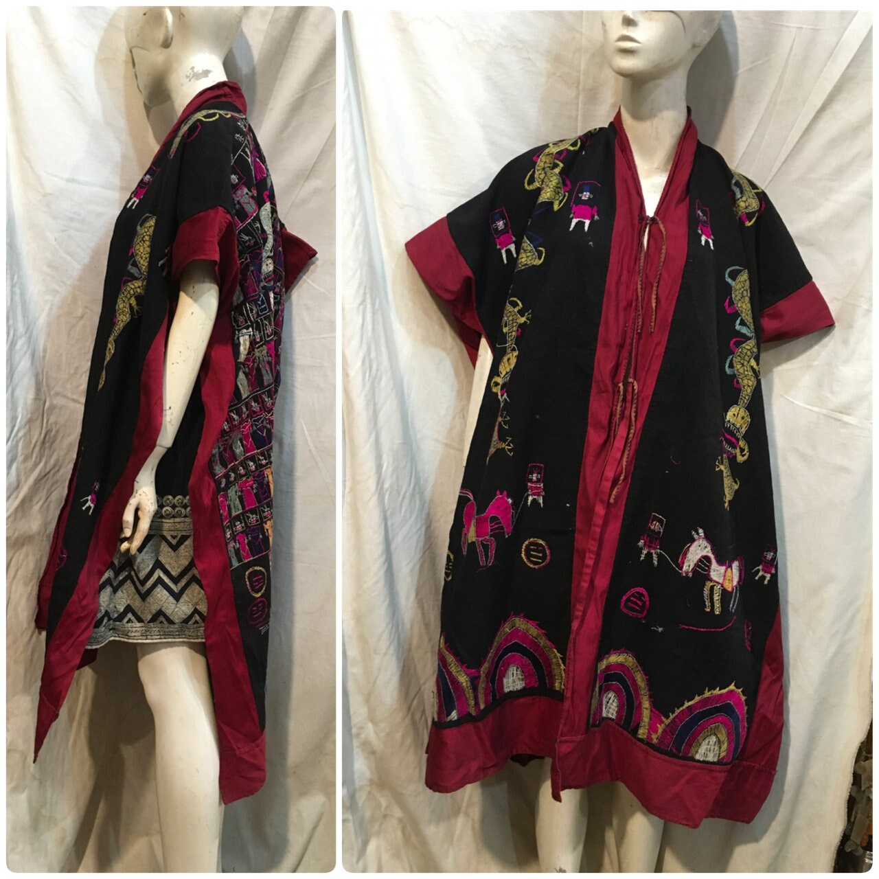 Vintage Tribal Red Dao Priests Dragon Robe Natural Silk | Etsy