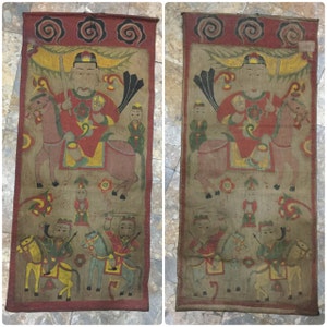 Vintage Tribal Red Dao Ceremonial Paintings Fabric in the North of ...