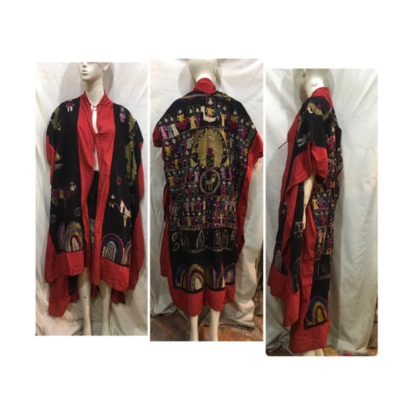 Vintage tribal Red Dao priests dragon robe silk Cotton | Etsy