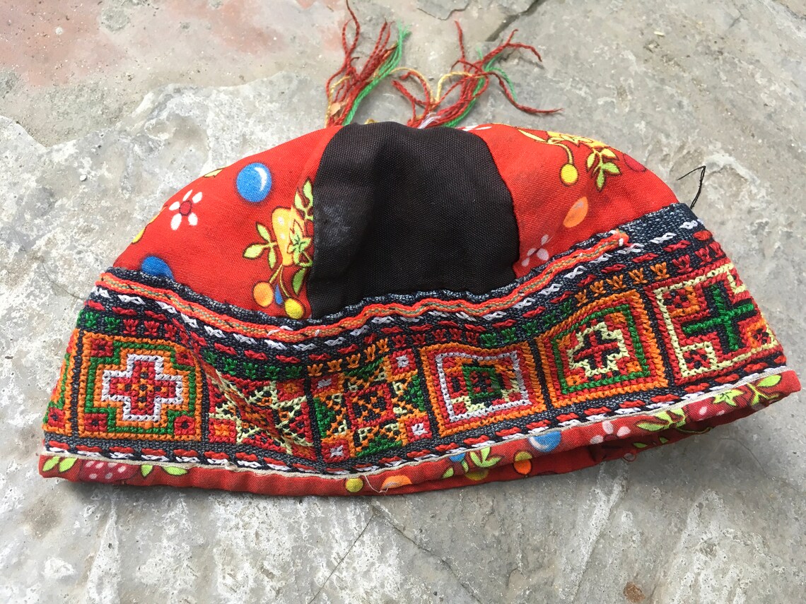 Vintage tribal Dao children's hat in the north of Vietnam | Etsy