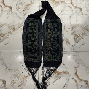 Vintage Tribal Black Hmong Embroidered Silk Cotton Belt in Sapa Area ...