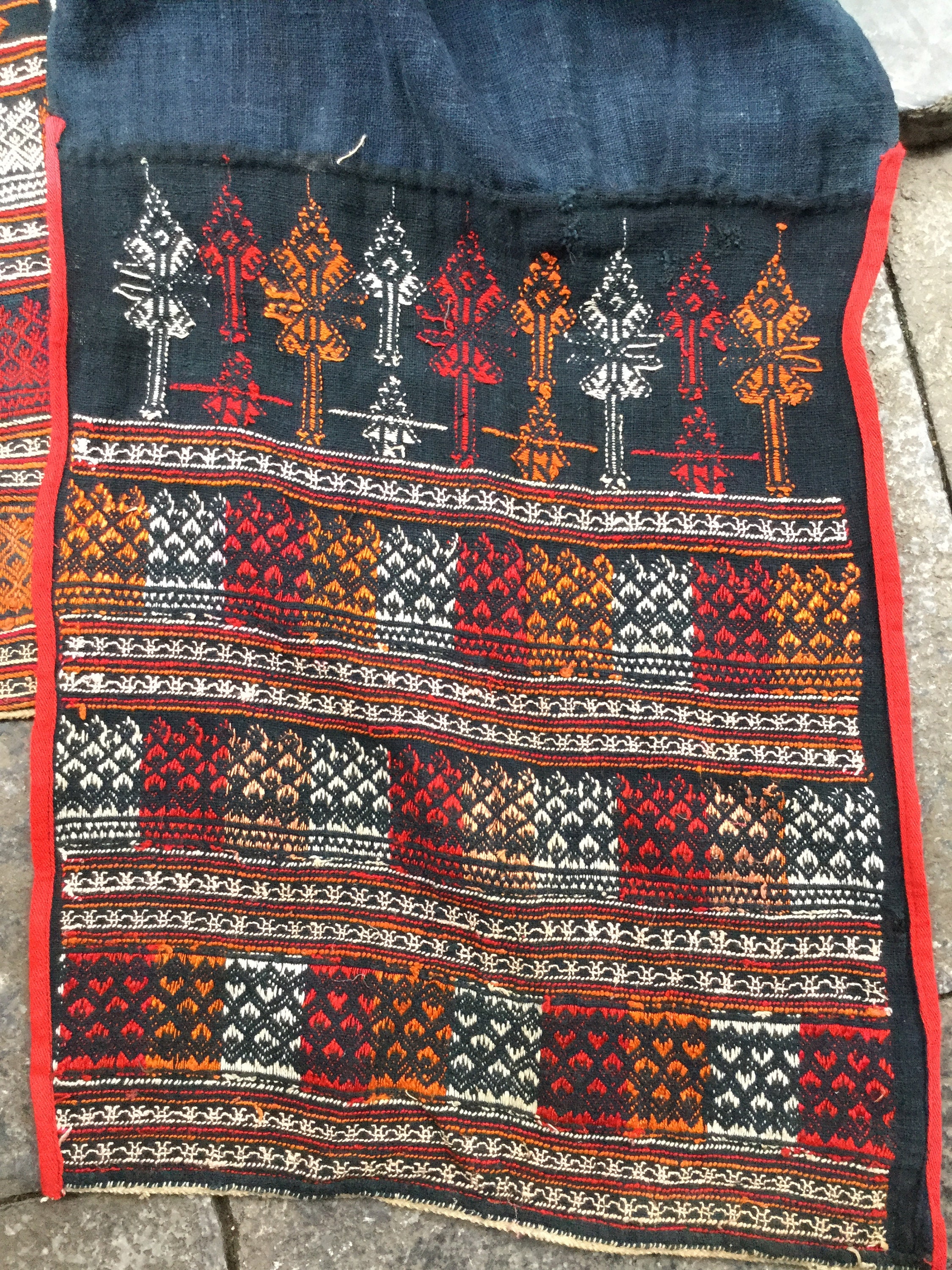 Vintage Tribal Red Dao Embroidery Head Covering in Hagiang - Etsy