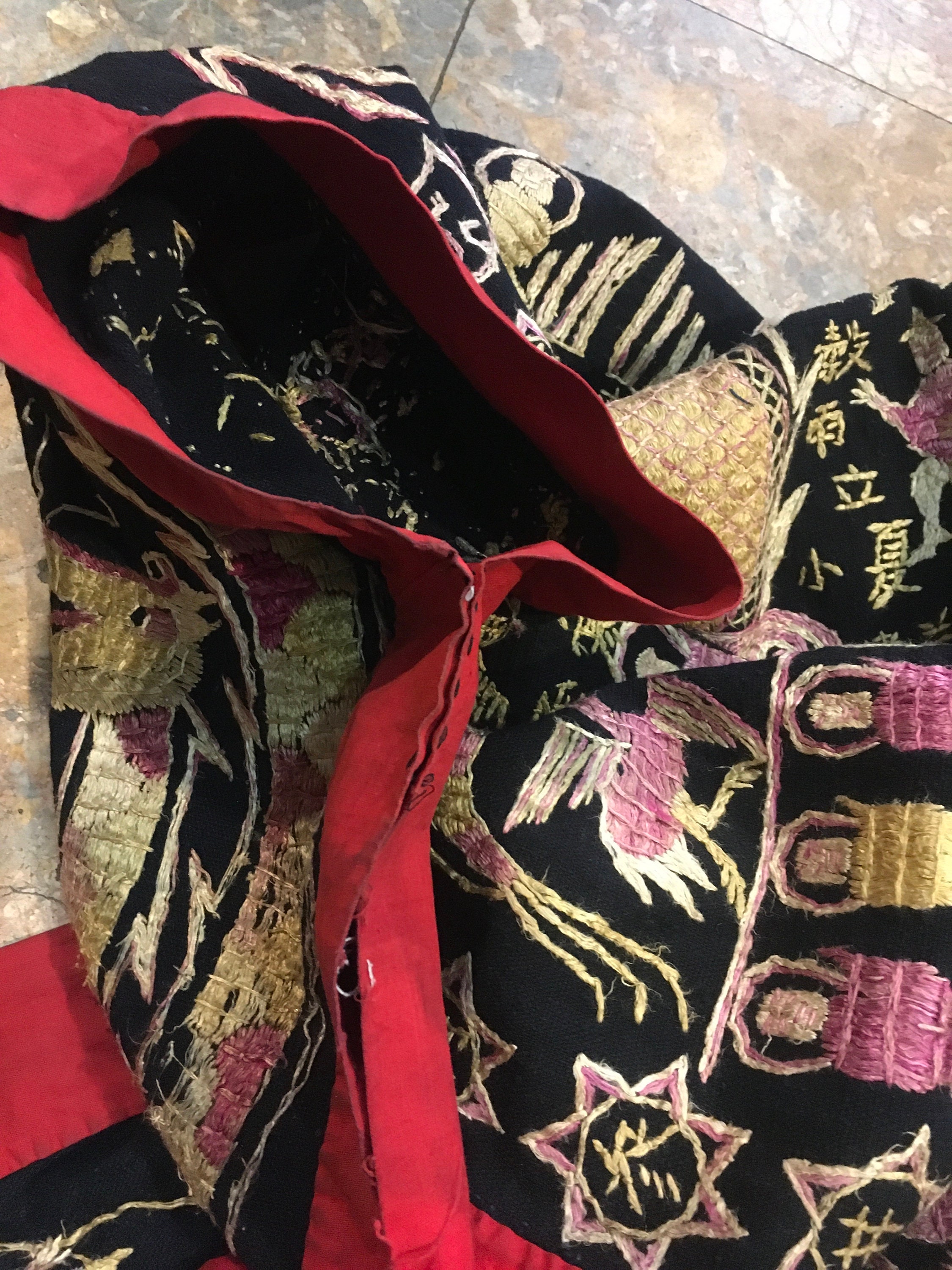 Vintage Tribal Red Dao Priests Dragon Robe Silk Cotton | Etsy