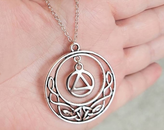 Sobriety Jewelry, Sterling Silver Alcoholics Anonymous AA Pendant ...