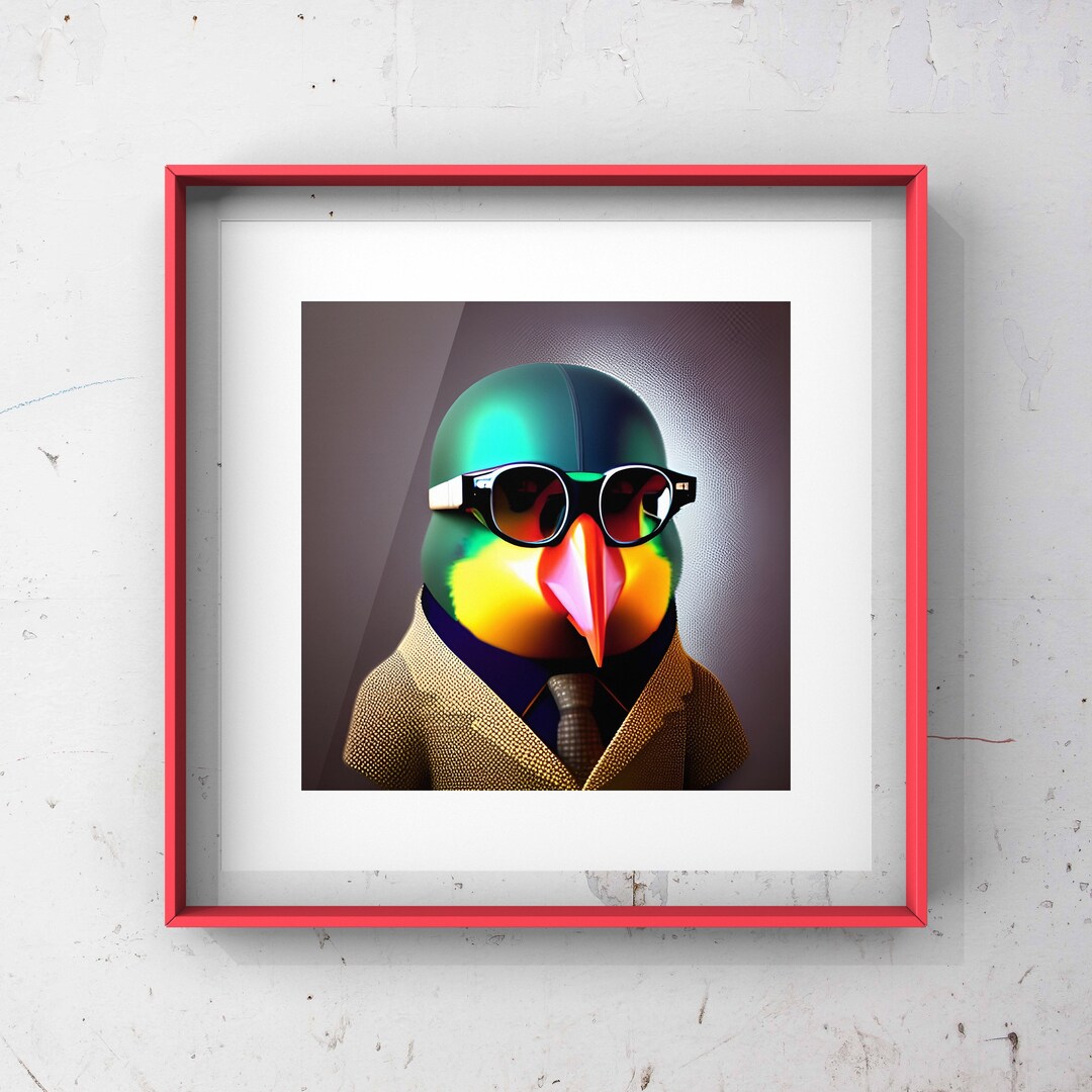 Green NERD BIRD With Sun Glasses, Suit & Tie, Classy Parrot Aristocrat ...