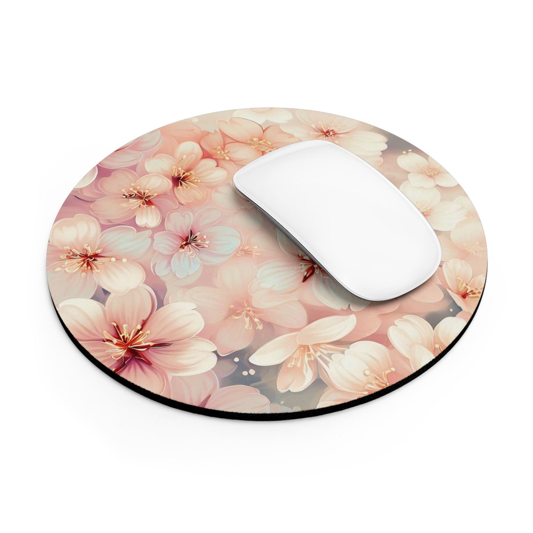 Japanese Pink Cherry Blossom Custom Design Designer Round Mouse Pad ...