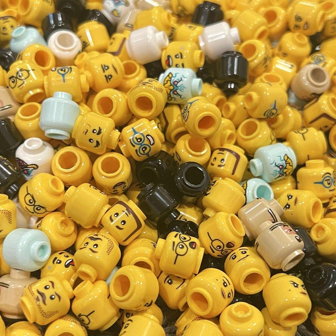 10 Pieces ~ AUTHENTIC Lego Minifigure Mix Yellow Heads Bulk Lot Mystery ...
