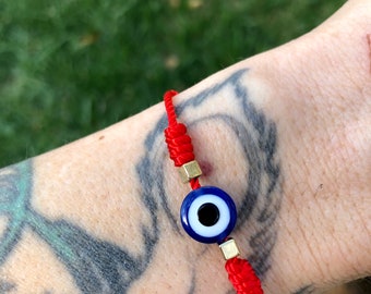 Two Blue Evil Eye Red Thread Bracelet - Etsy