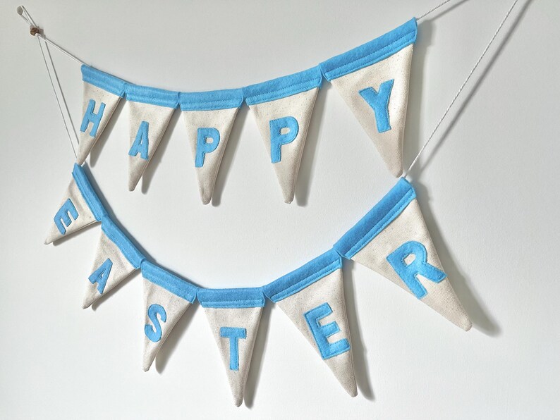 Blue Felt Easter Pennant Banner - Easter Decorations, Wall Decor ...
