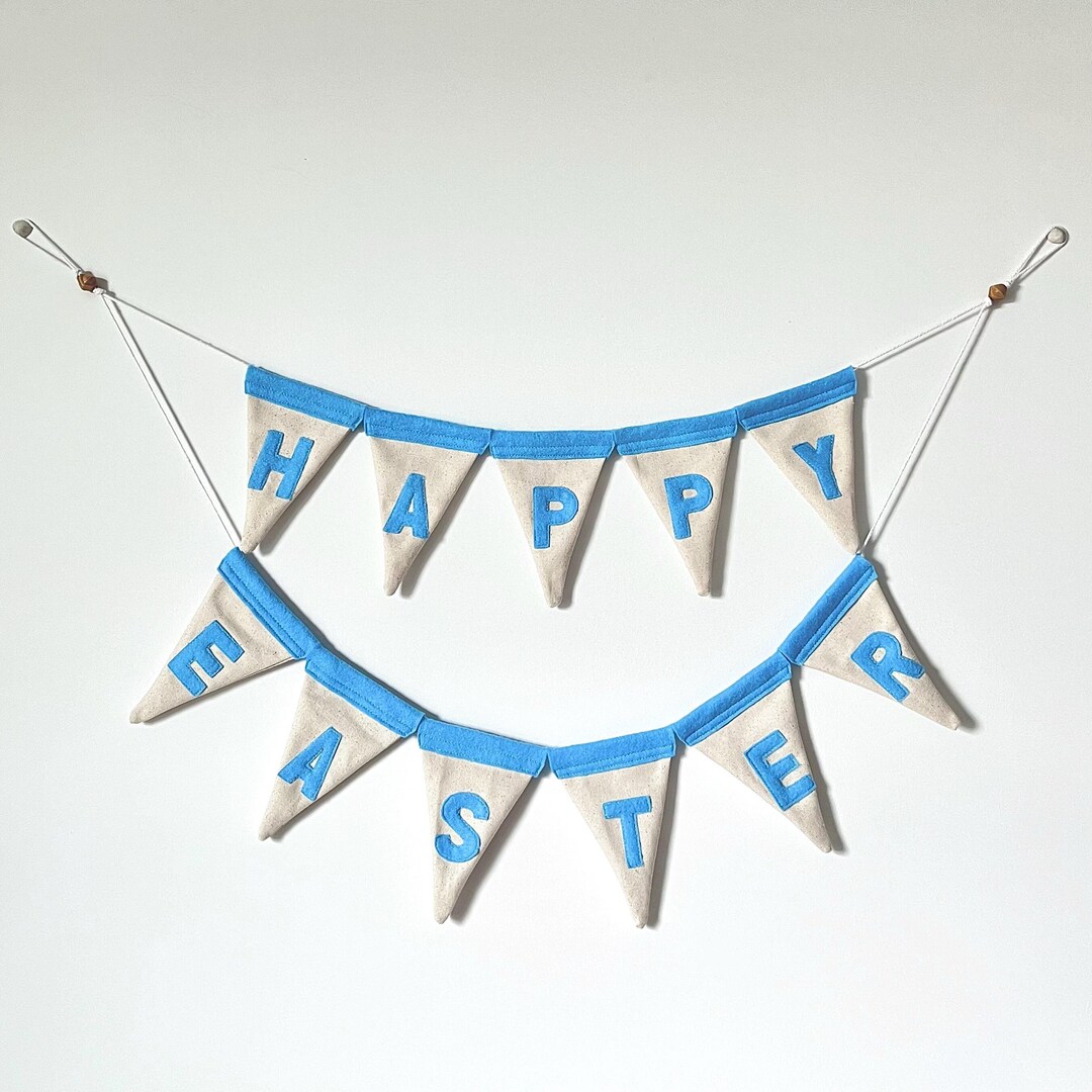 Blue Felt Easter Pennant Banner - Easter Decorations, Wall Decor ...