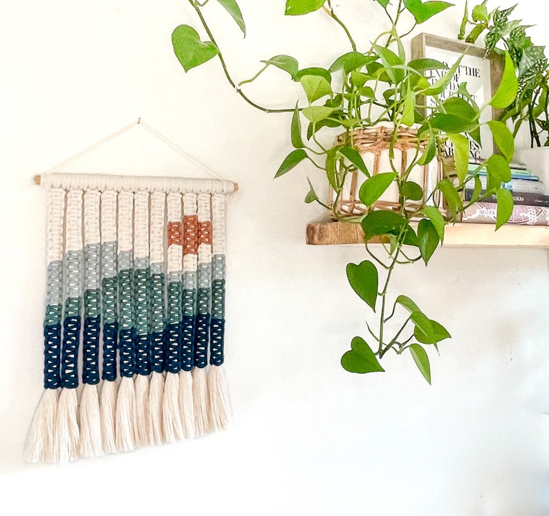 Blue Ridge Mountain Macrame Wall Hanging, Macrame Landscape, Boho Wall ...