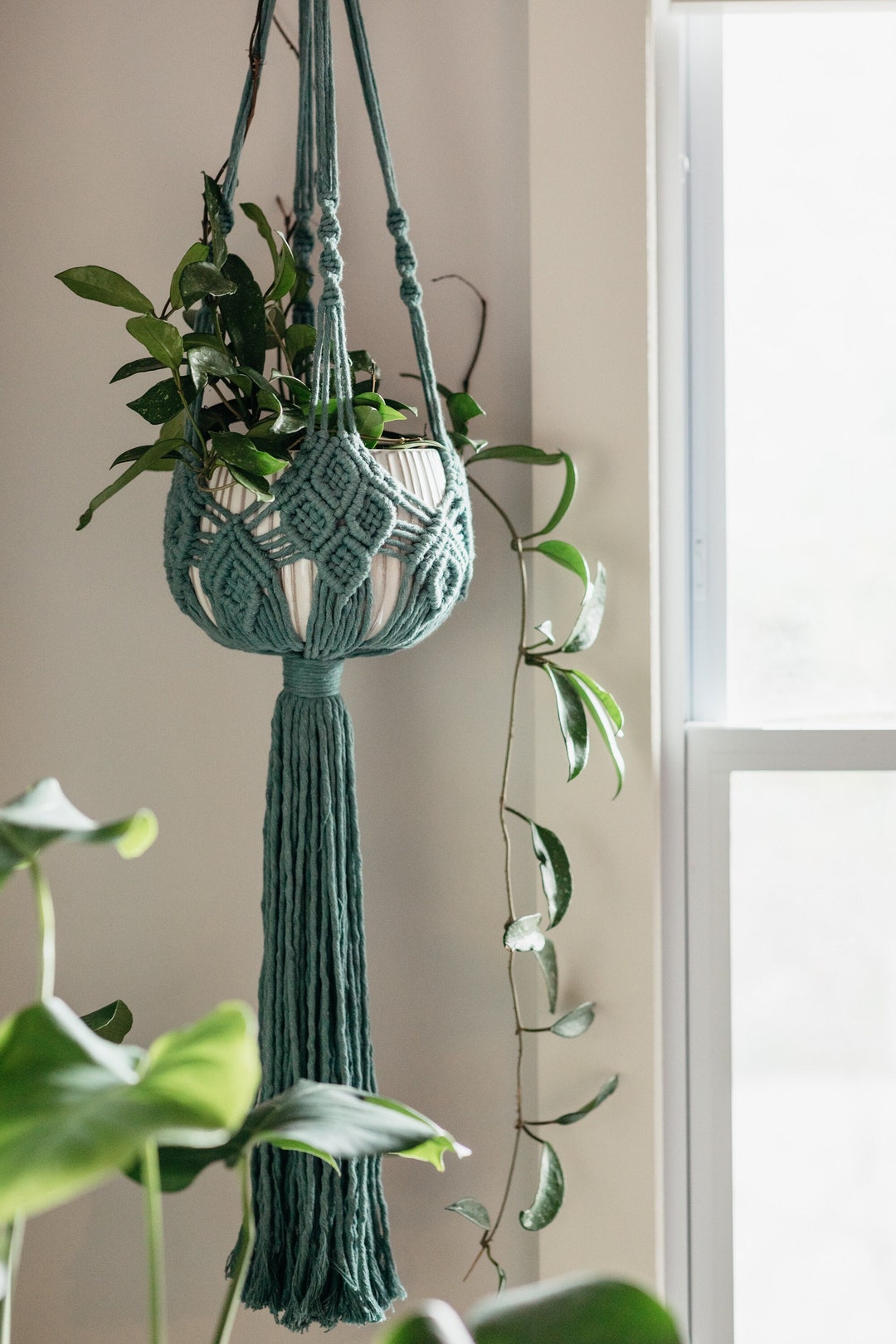 Intricate Macrame Plant Hanger Boho Plant Decor Detailed Large Basket ...