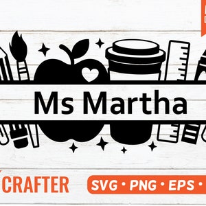 Teacher Split Name SVG / Teacher Split Monogram SVG / Teacher Day Gift ...