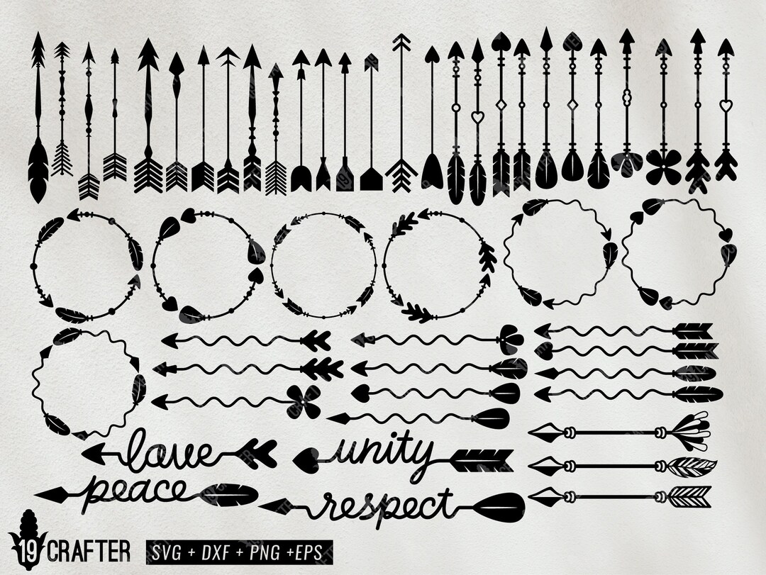 Arrow Svg Bundle, Arrow Head Clipart, Tribal Bohemian Arrow Svg, Round ...
