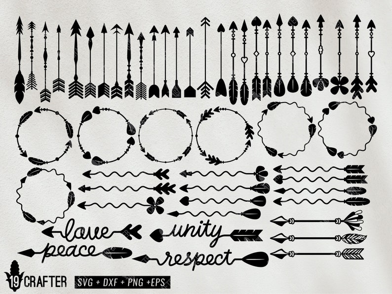 Arrow Svg Bundle, Arrow Head Clipart, Tribal Bohemian Arrow Svg, Round ...