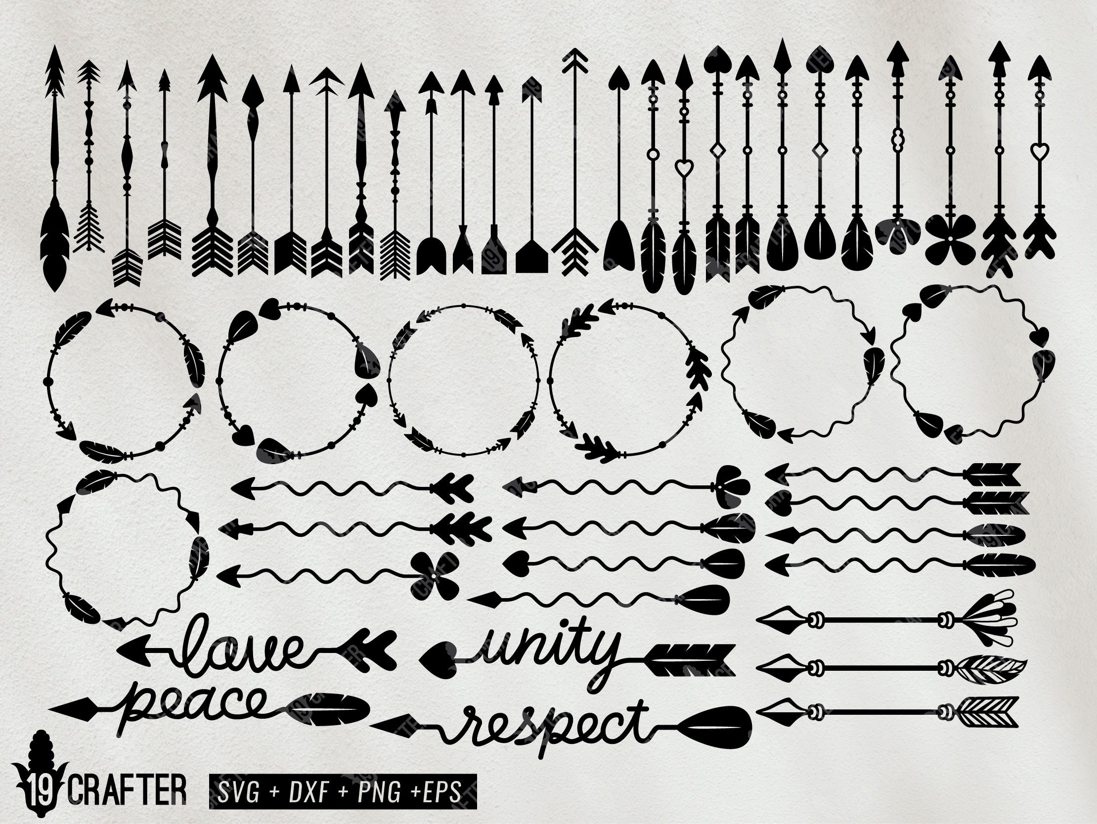 Arrow Svg Bundle, Arrow Head Clipart, Tribal Bohemian Arrow Svg, Round ...