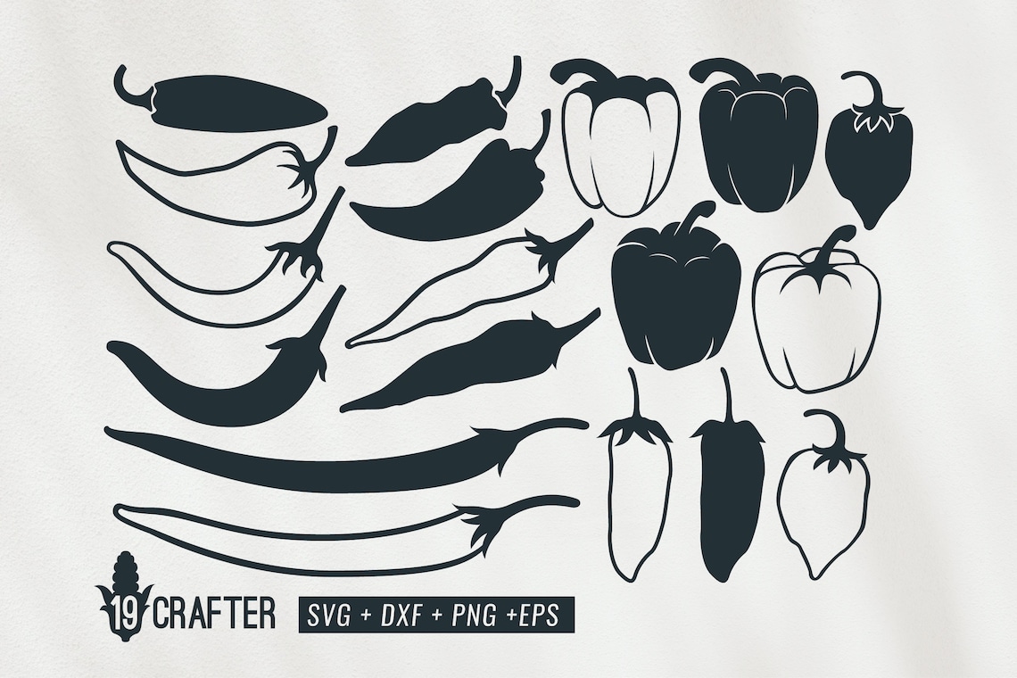 Chili Svg Bundle, Chilli Svg Bundle, Paprika Svg, Outline Chilli ...