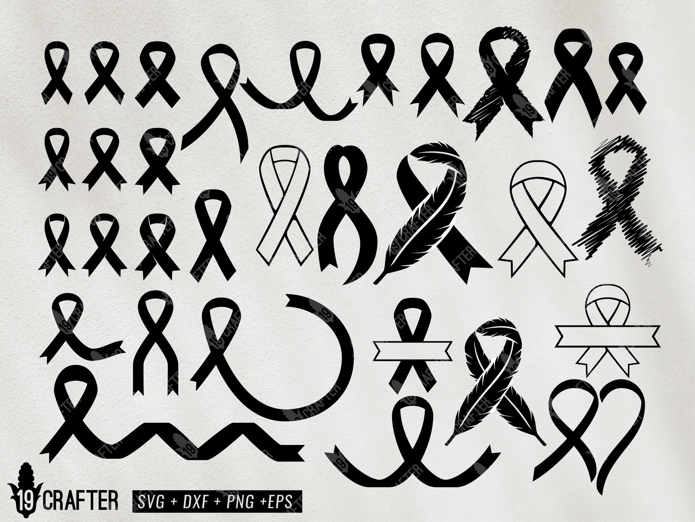 Awareness Ribbon Svg, Awareness Feather Ribbon Svg, Assorted Awareness ...