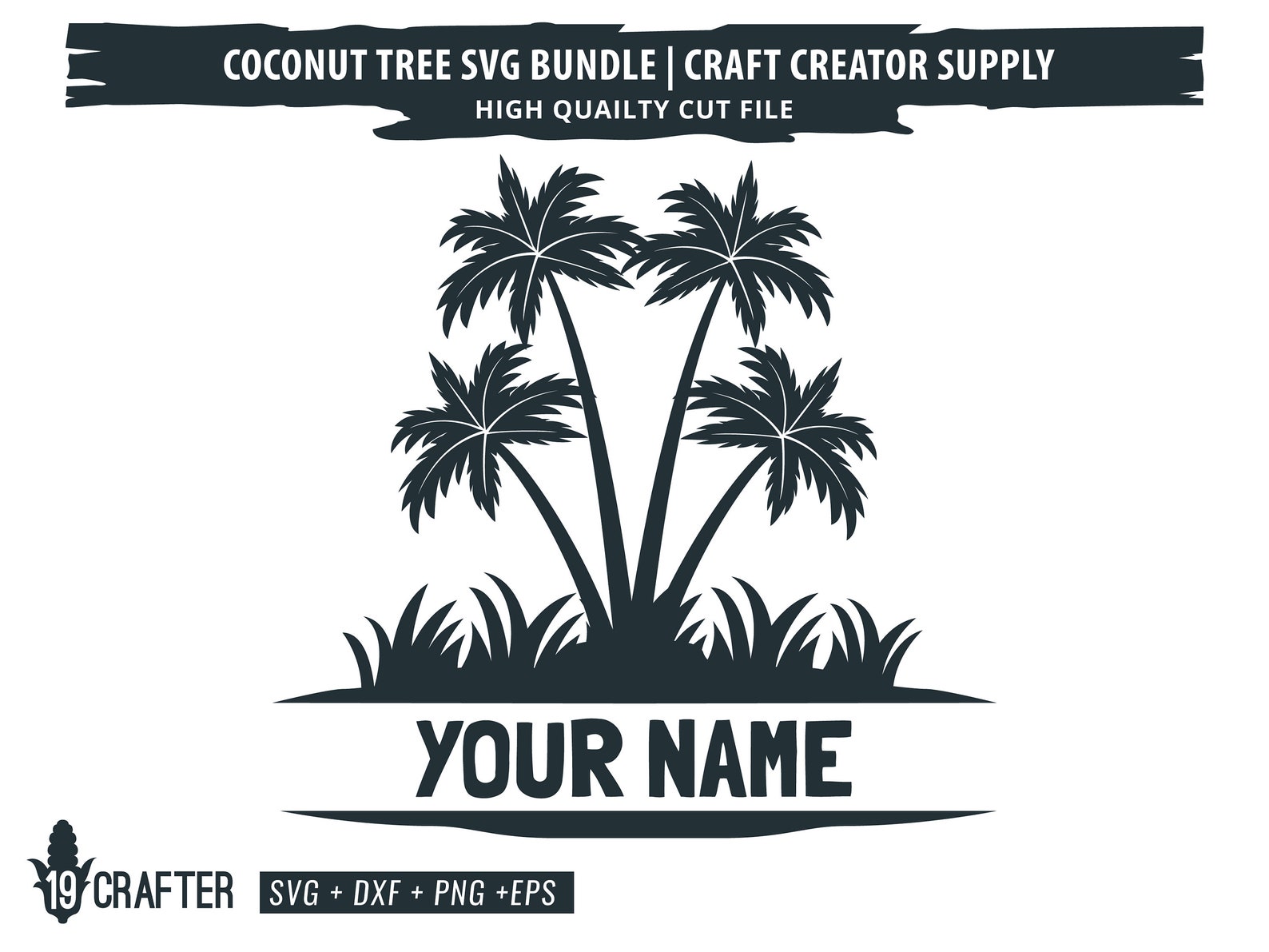 Coconut Tree Svg Bundle, Palm Tree Svg, Summer Coconut Tree Split Name ...
