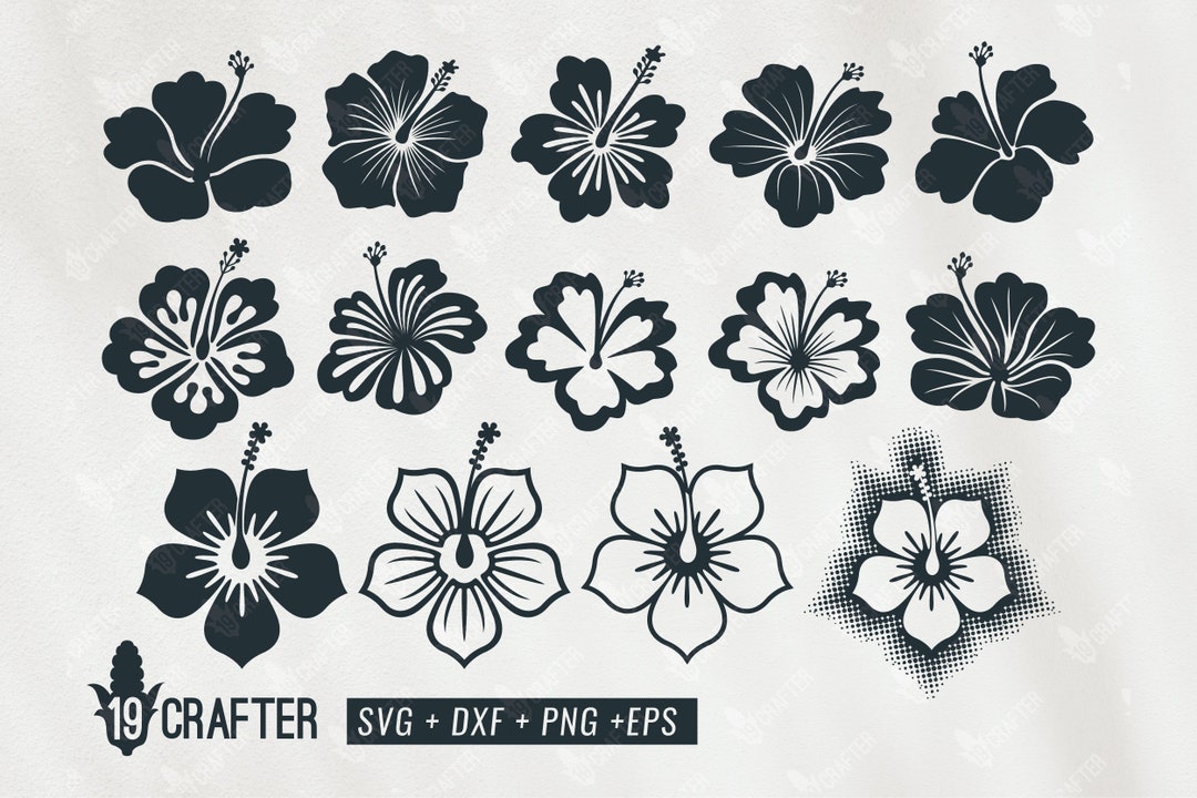 Hibiscus Svg Bundle, Hibiscus Flower Clipart Svg, Hibiscus Halftone Svg ...