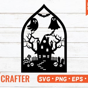 Halloween Scenes SVG Bundle. Halloween Laser Cut Window and Door Decor ...