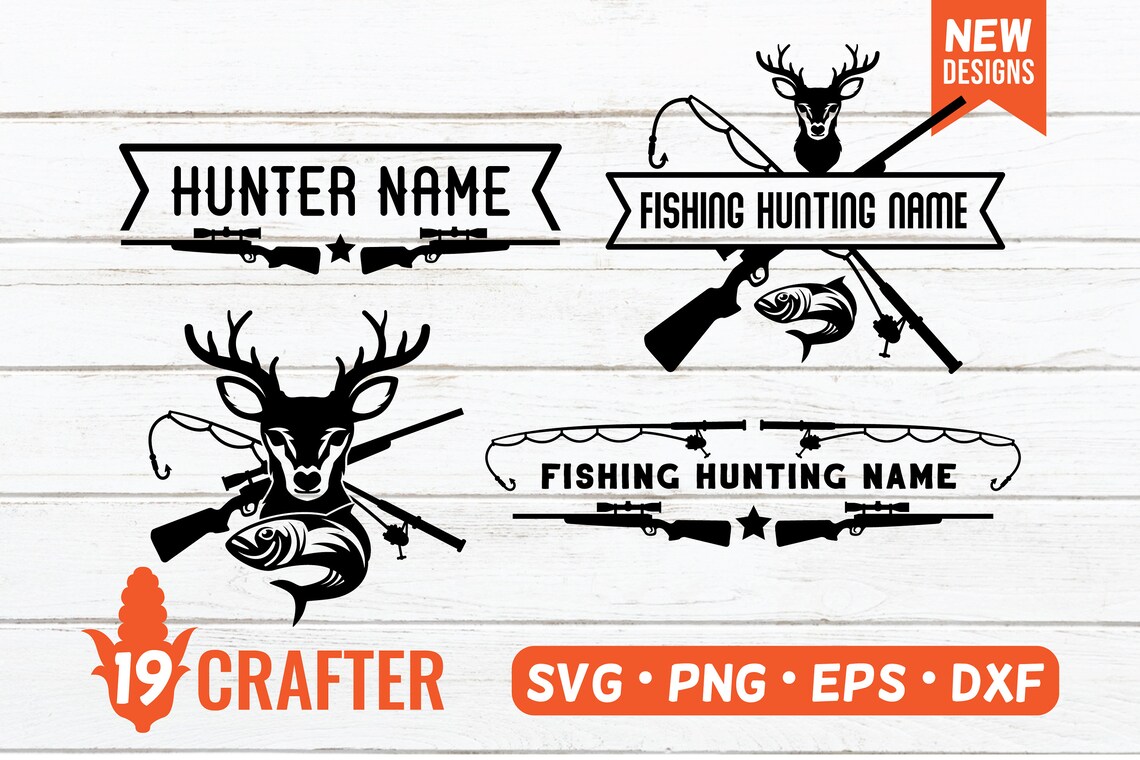 Hunting SVG / Deer Head SVG / Split Monogram Fishing SVG / Cut File ...