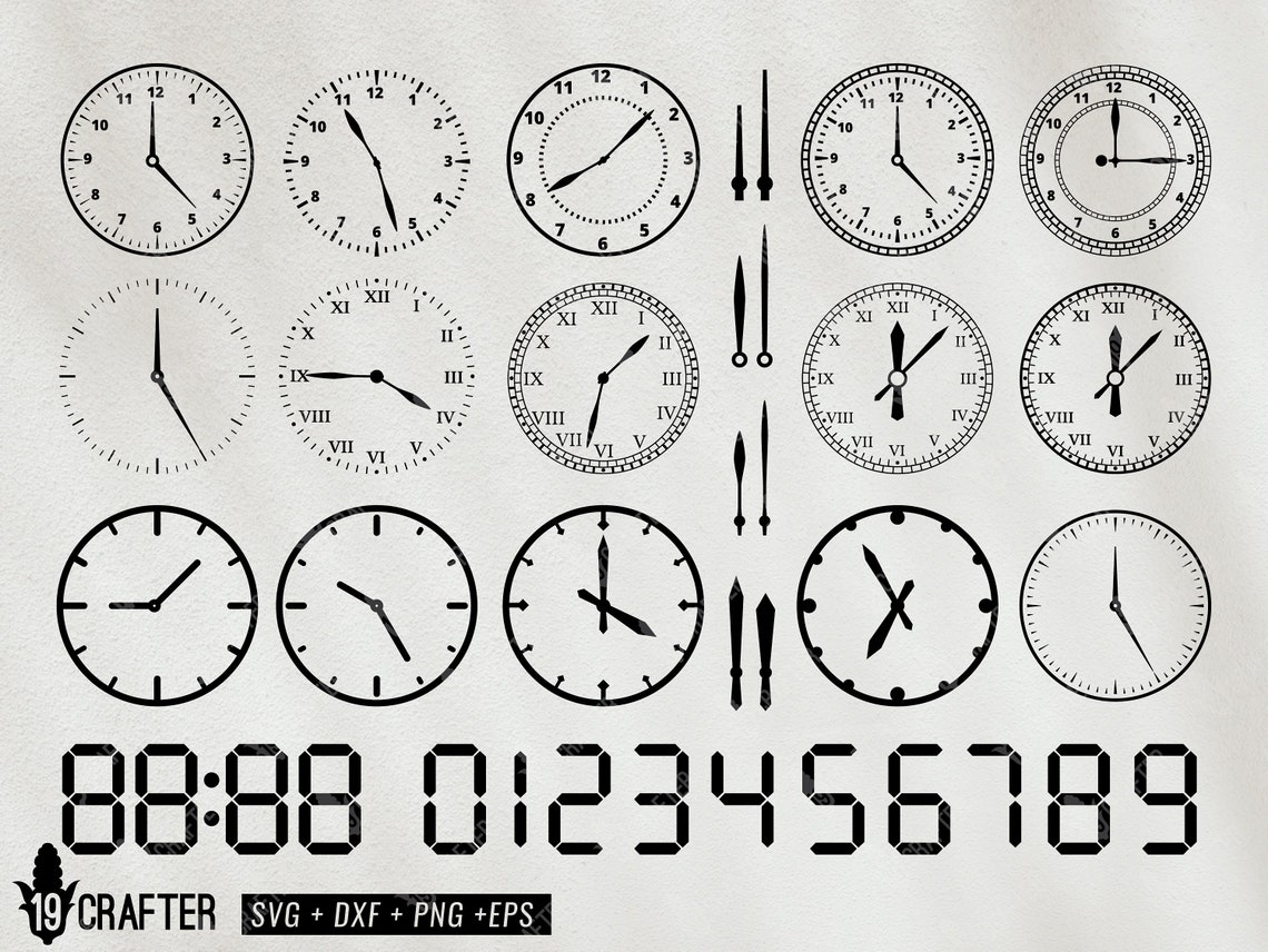 Clock Svg Bundle, Wall Clock Svg, Rounded Clock Svg, Clock Watch Svg ...