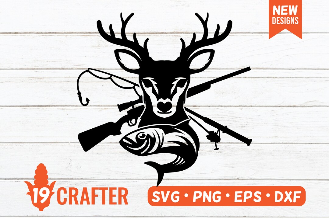 Hunting SVG / Deer Head SVG / Split Name Monogram Fishing SVG / Cut ...