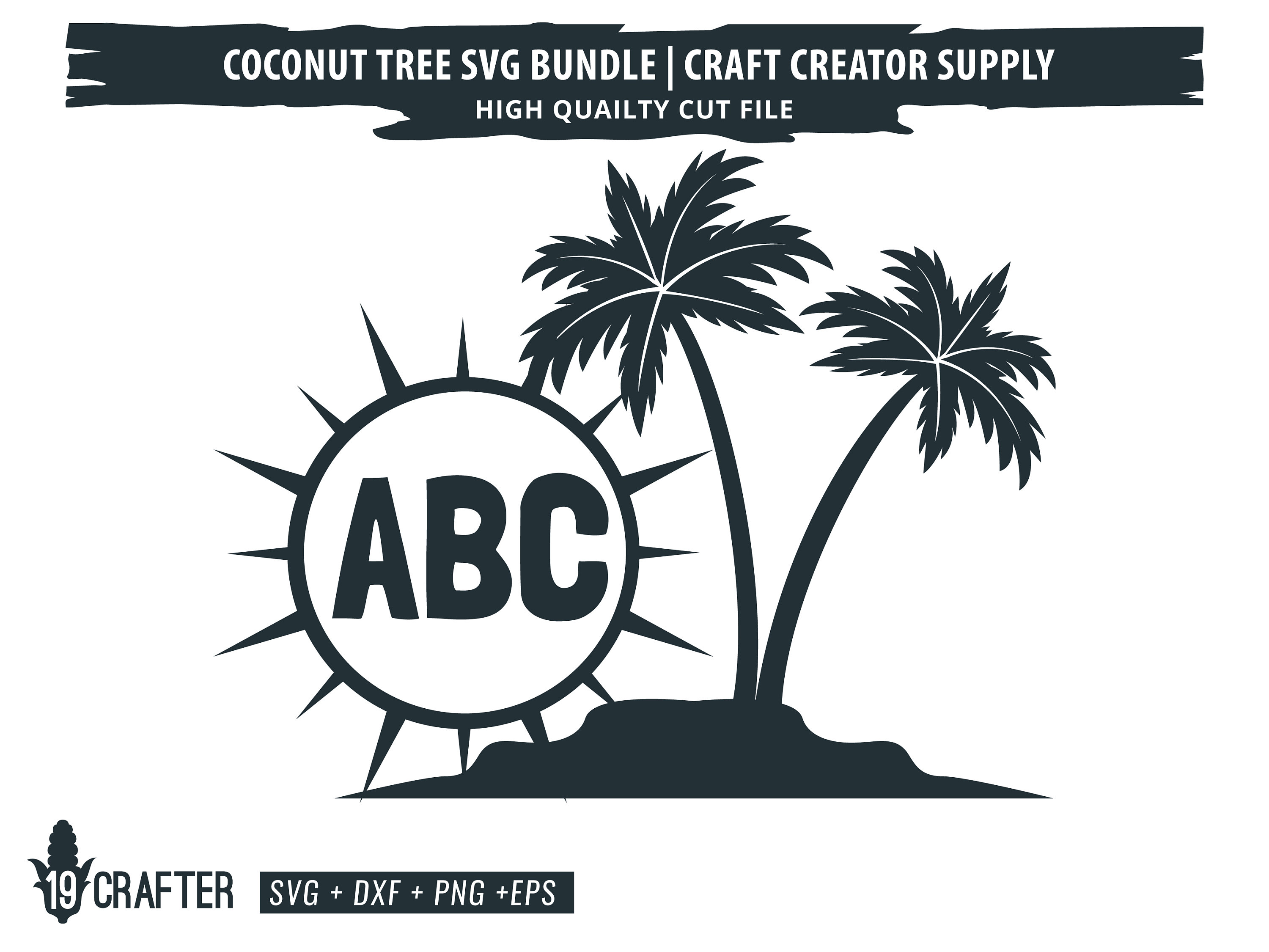 Coconut Tree Svg Bundle, Palm Tree Svg, Summer Coconut Tree Split Name ...